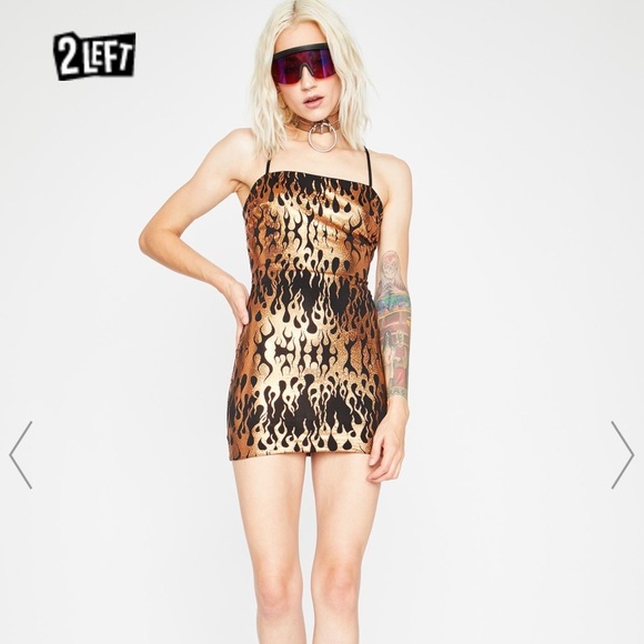 Dolls Kill | Dresses | Hawt Flash Metallic Flame Dress Bronze Fire Mini ...